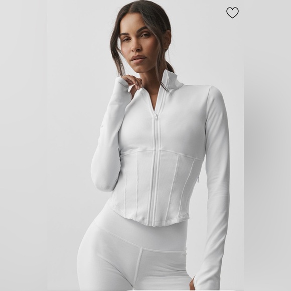 ALO Yoga | Tops | Alo Airbrush Corset Full Zip Jacket Mwhite | Poshmark